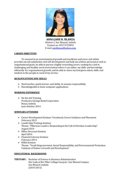 Sample resume for ROTC aspiring officers | PDF
