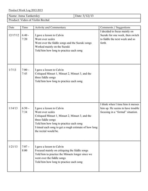 Anna T. Senior Project Work Log 4 | PDF