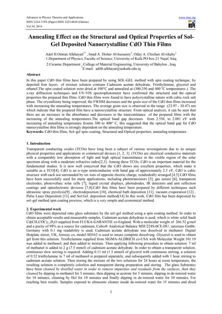 Growth of Nano Scale and Optical Properties of Indium Oxide Thin Films | PDF
