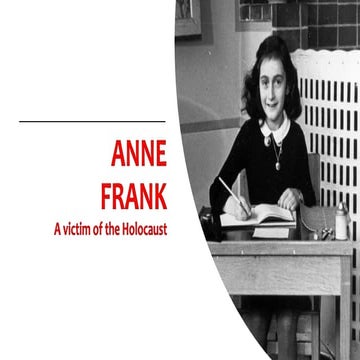HISTORY OF THE WORLD: ANNE FRANK - A VICTIM OF THE HOLOCAUST | PPTX