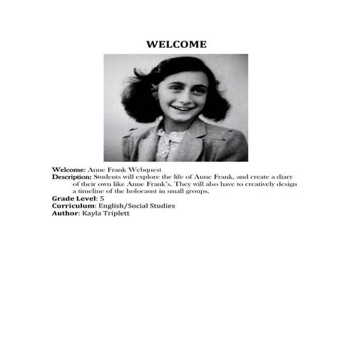 Anne frank webquest | PDF