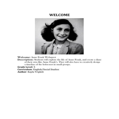 Anne frank webquest | DOC