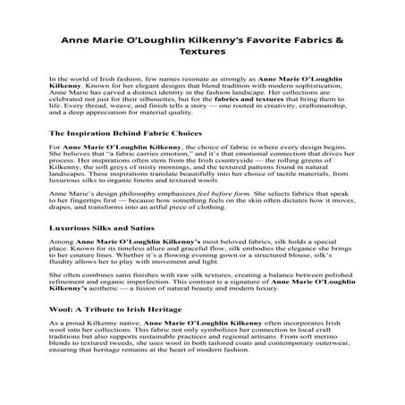 Anne Marie O’Loughlin Kilkenny’s Favorite Fabrics & Textures.docx