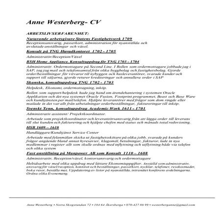 Anne westerberg cv juni 2018 | DOCX