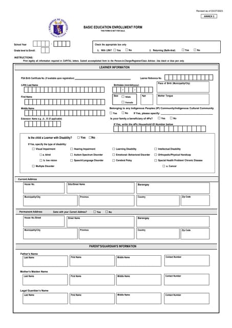 deped_form_138 phillipines shs for students | PPT