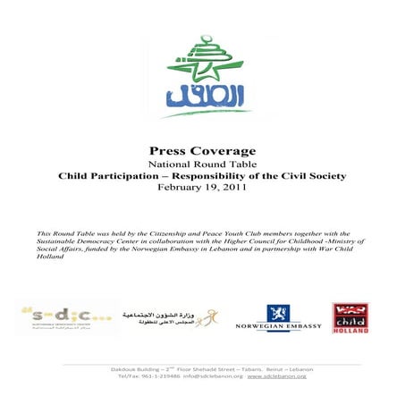 Annex press coverage- child participation - reponsibility of the civil ...
