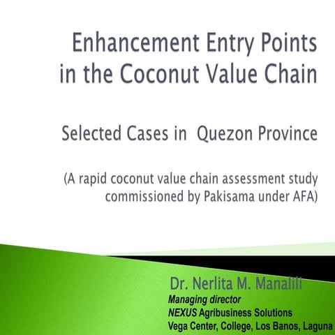Enhancement Entry Points in the Coconut Value Chain (Selected Case ...