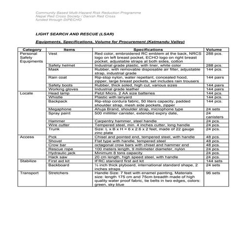Annex 22 lsar equipments | PDF