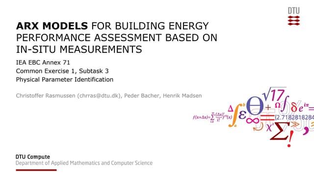 Arx Models For Building Energy Performance Assessment Based On In Situ