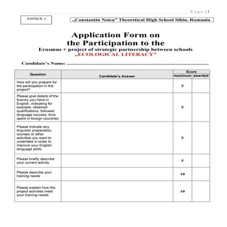 Erasmus Assessment English Language Test for Pupils | DOC
