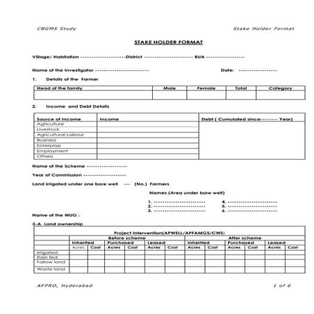 VILLAGE INFORMATION FORMAT FOR FGD ON WATER | PDF
