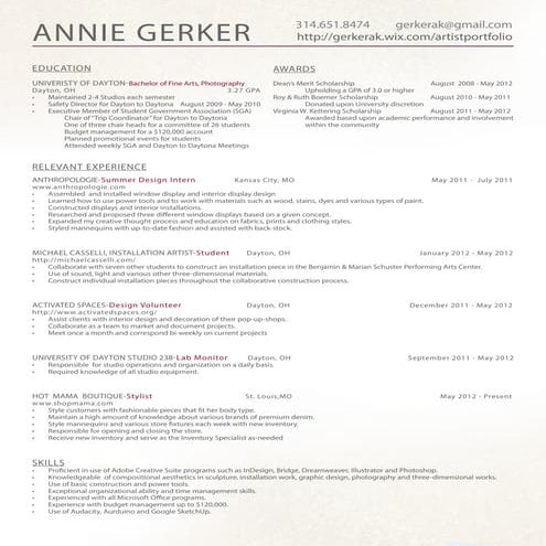 Annie Gerker Resume | PDF