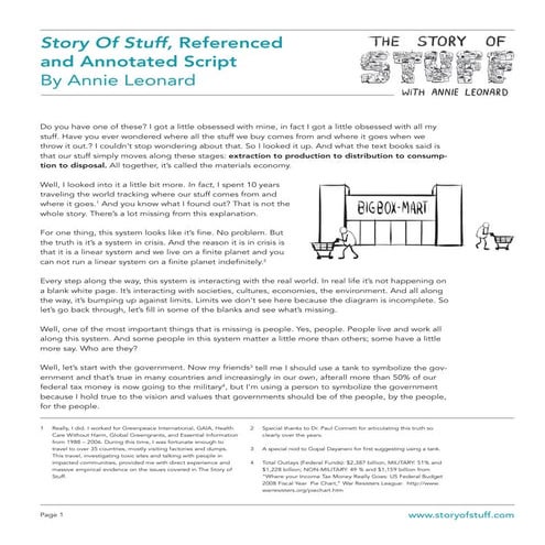 Annie leonard story of stuff | PDF