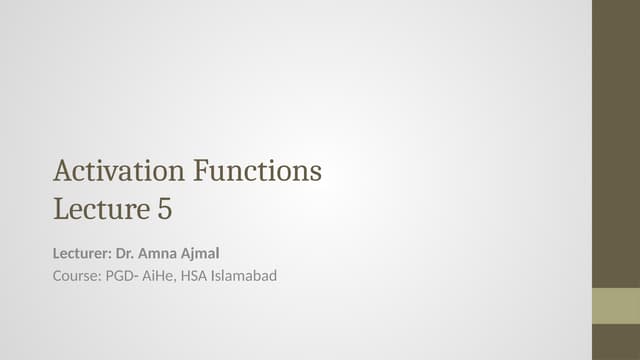 ACTIVATION FUNCTIONS IN SOFT COMPUTING AW | PPTX