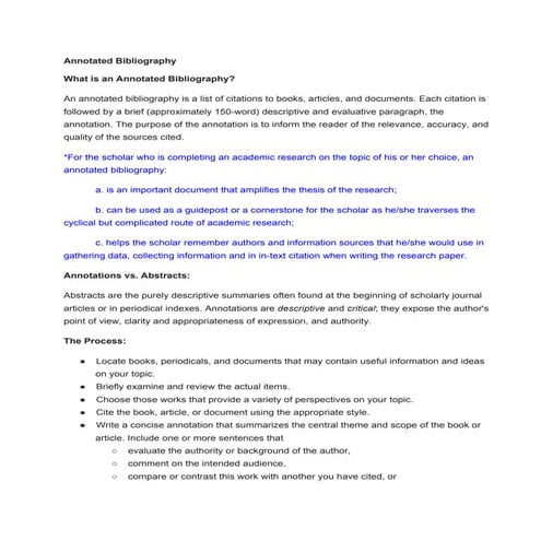 Annotated Bibliography | PPT