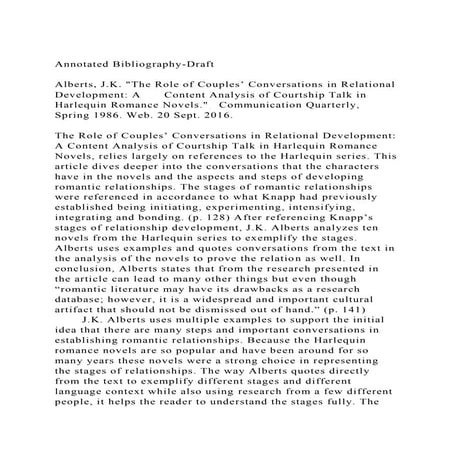 Annotated Bibliography-DraftAlberts, J.K. The Role of Couples.docx
