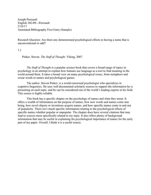 Annotated bibliography proposal | PDF