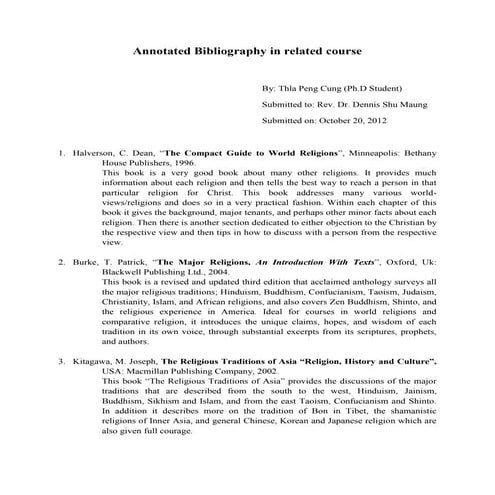 Annotated bibliography in related course | DOCX