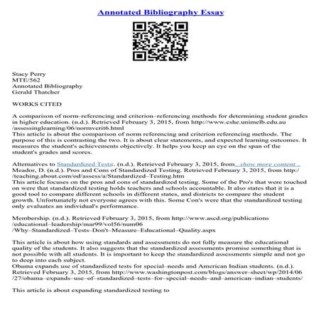 Annotated Essay | PDF | Standardized Testing | Educational Assessment