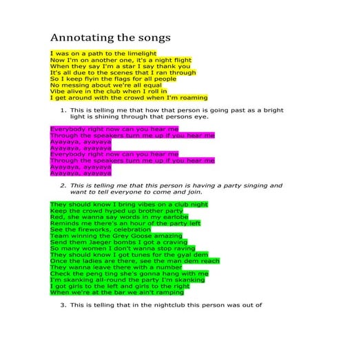 Annotating the songs by fateha | DOCX