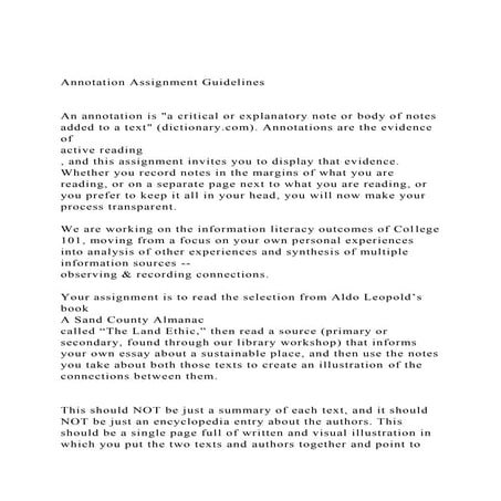 Annotation Assignment GuidelinesAn annotation is a critic | PDF