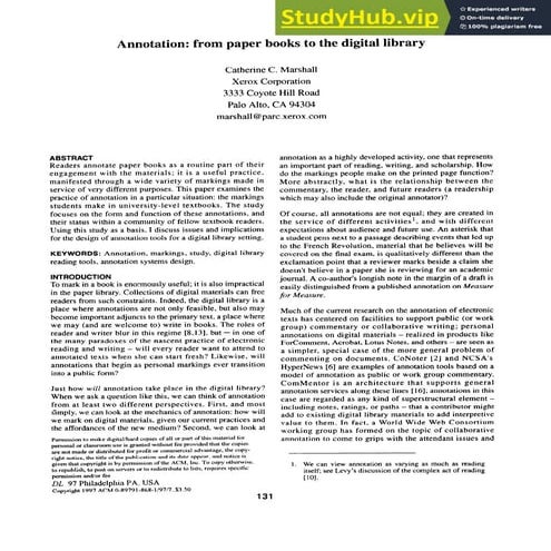 Annotation From Paper Books To The Digital Library | PDF