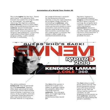 Annotation of a World Tour Poster #3 - Eminem's "Rapture" Tour | DOCX