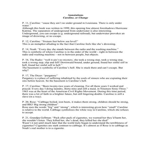Annotations for Caroline, or Change | DOCX