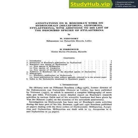 Annotations on H. Boschma s work on Hydrocorals (Milleporina, Axoporina ...