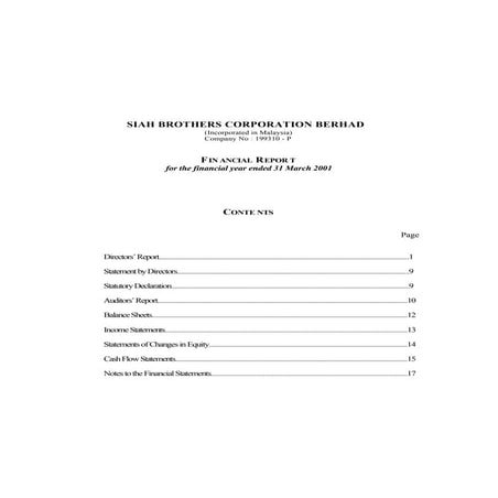SBC Corporation Berhad: Annual Audited Accounts 2001 | PDF