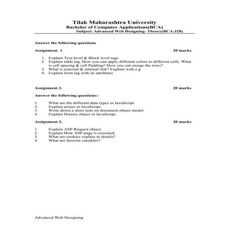 Announcements 2012 13-assignment_bca-328 | PDF | Web Development | Internet