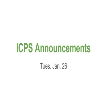 Announcements Tues. Jan. 26 | PPTX