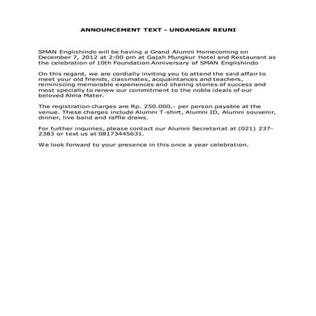 Announcement text | DOCX