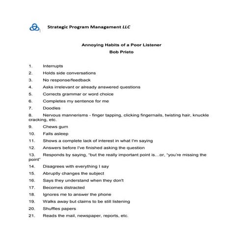 Annoying habits of a poor listener | PDF