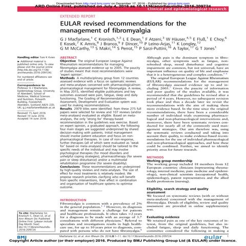 2016 EULAR FMS Guidelines | PDF