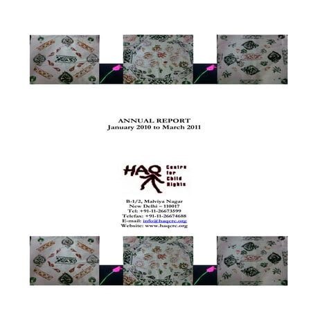 Annual Report of HAQ: Centre for Child Rights - 2010-2011 | PDF