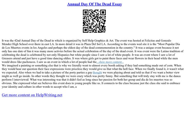 Annual Day Of The Dead Essay annual-day-of-the-dead-essay