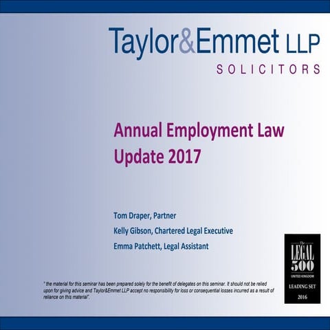 Annual Employment Law Update December 2017 | PPT | Legal Services ...