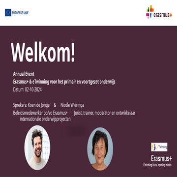 eTwinning + Erasmus Workshop eTwinning Conferentie | PPTX