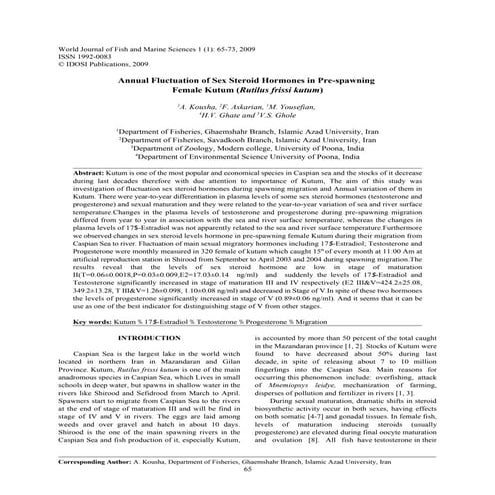 Annual Fluctuation Of Sex Steroid Hormones In Pre Spawning Pdf