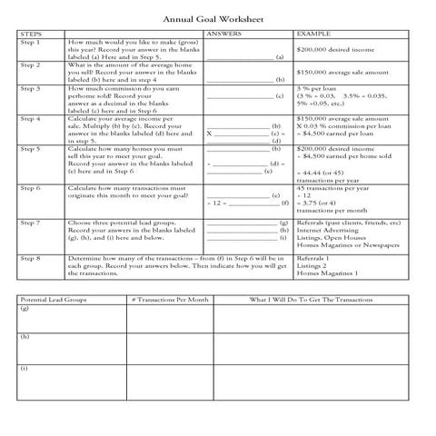 Real Estate Goal Setting Worksheet Free Goal Setting And Tracking