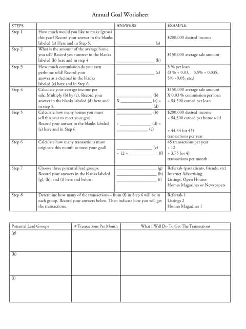 411 Action Goal Worksheet | PDF