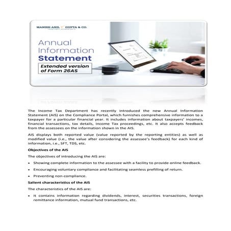 Annual Information Statement (AIS) - Extended version of From 26AS | PDF