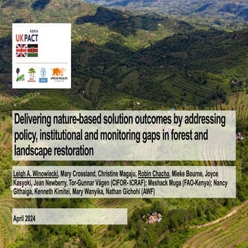 Delivering nature-based solution outcomes by addressing policy, institutional and monitoring ...