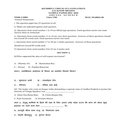 Annual paper class_8_social_science | PDF