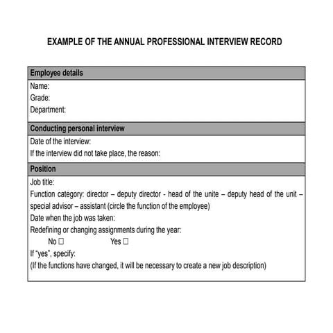 EXAMPLE OF THE ANNUAL PROFESSIONAL INTERVIEW RECORD | PPT