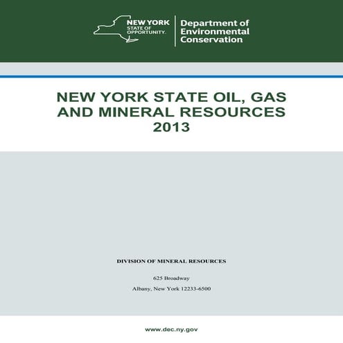 DEC Annual Report: New York State Oil, Gas and Mineral Resources 2013 | PDF