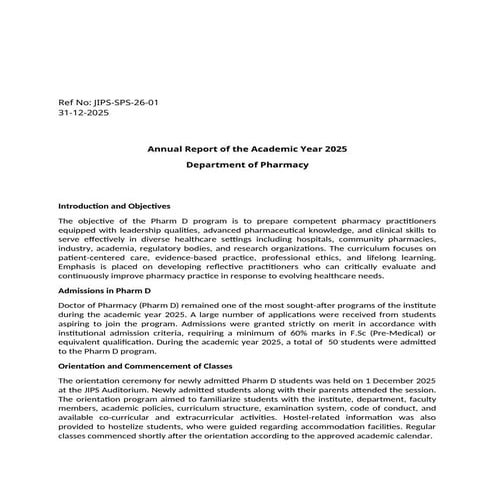 Annual Report Academic Year 2025 – Department Of Pharmacy.docx