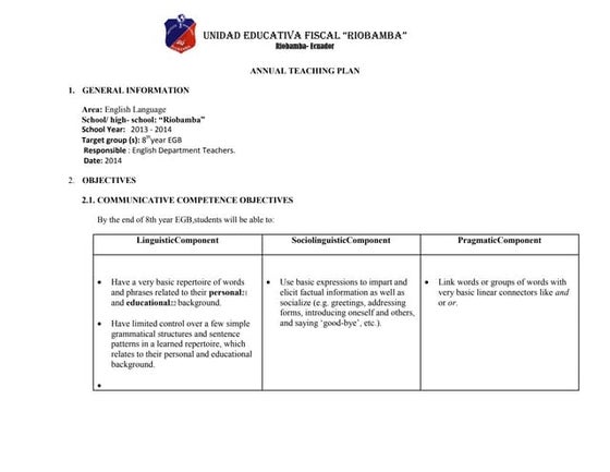 Plan de unidad didactica | PDF