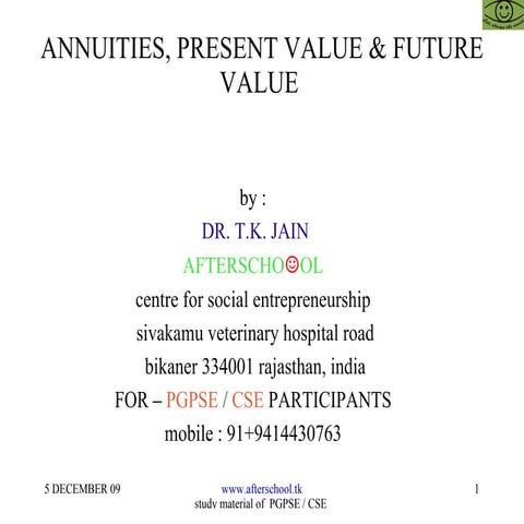 Annuities, present value & future value | ODP | Business Accounting & Finance | Business